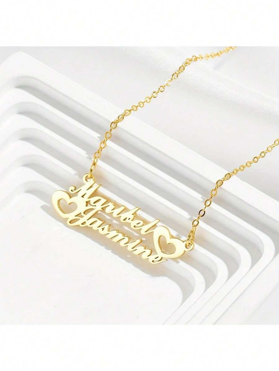 Customized Heart-Shaped Name Necklace, Personalized Couples/Partners ...
