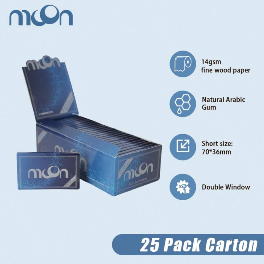 Double Window MOON 25 Booklet Rolling Papers, 50+50 Leaves, Regular ...