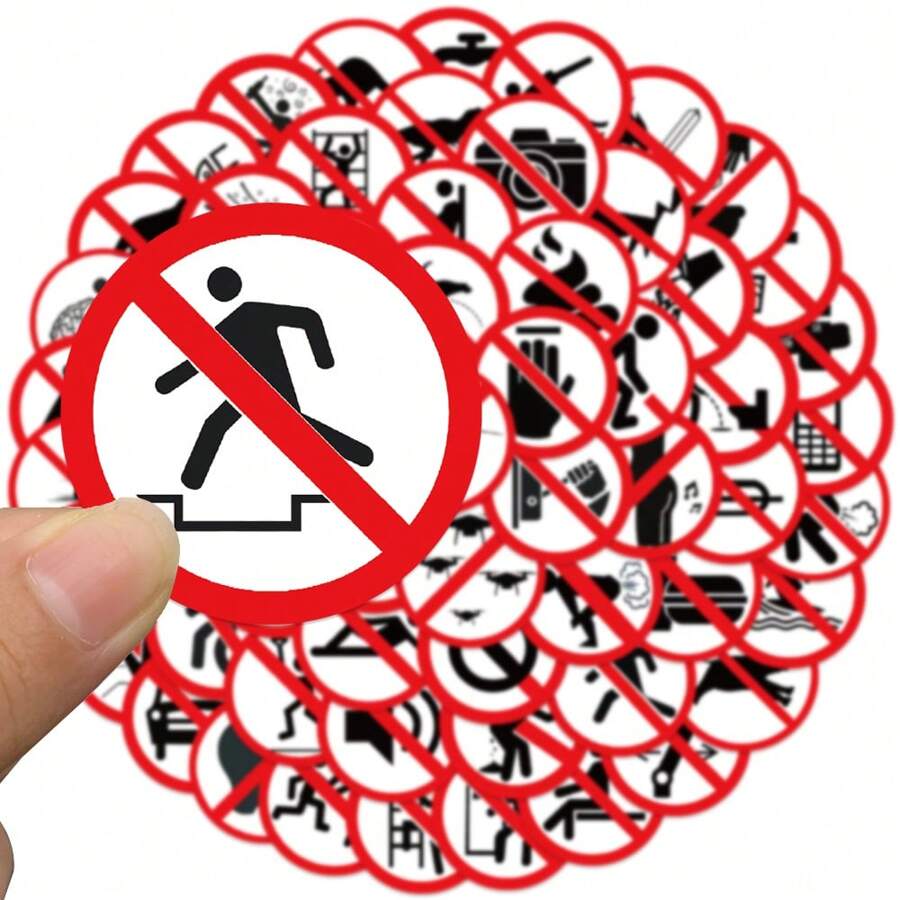 60PCS Funny Prohibition Sign Stickers Vinyl Stickers Scrapbook ...