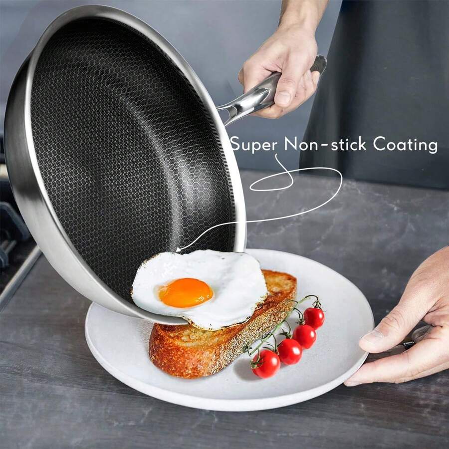 Innerwell 4pcs Stainless Steel Frying Pan Cookware Set Non-Stick ...