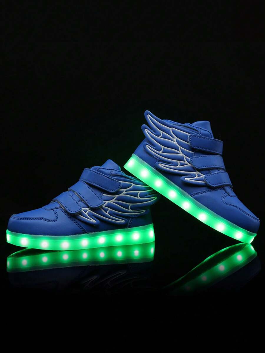 Sapatos com Luzes LED Recarregáveis e Asas para Crianças, Tênis ...