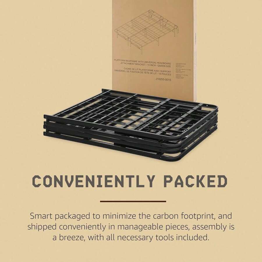 Hercules Folding Metal Bed Frame, 14 Inch Platform Mattress Foundation ...