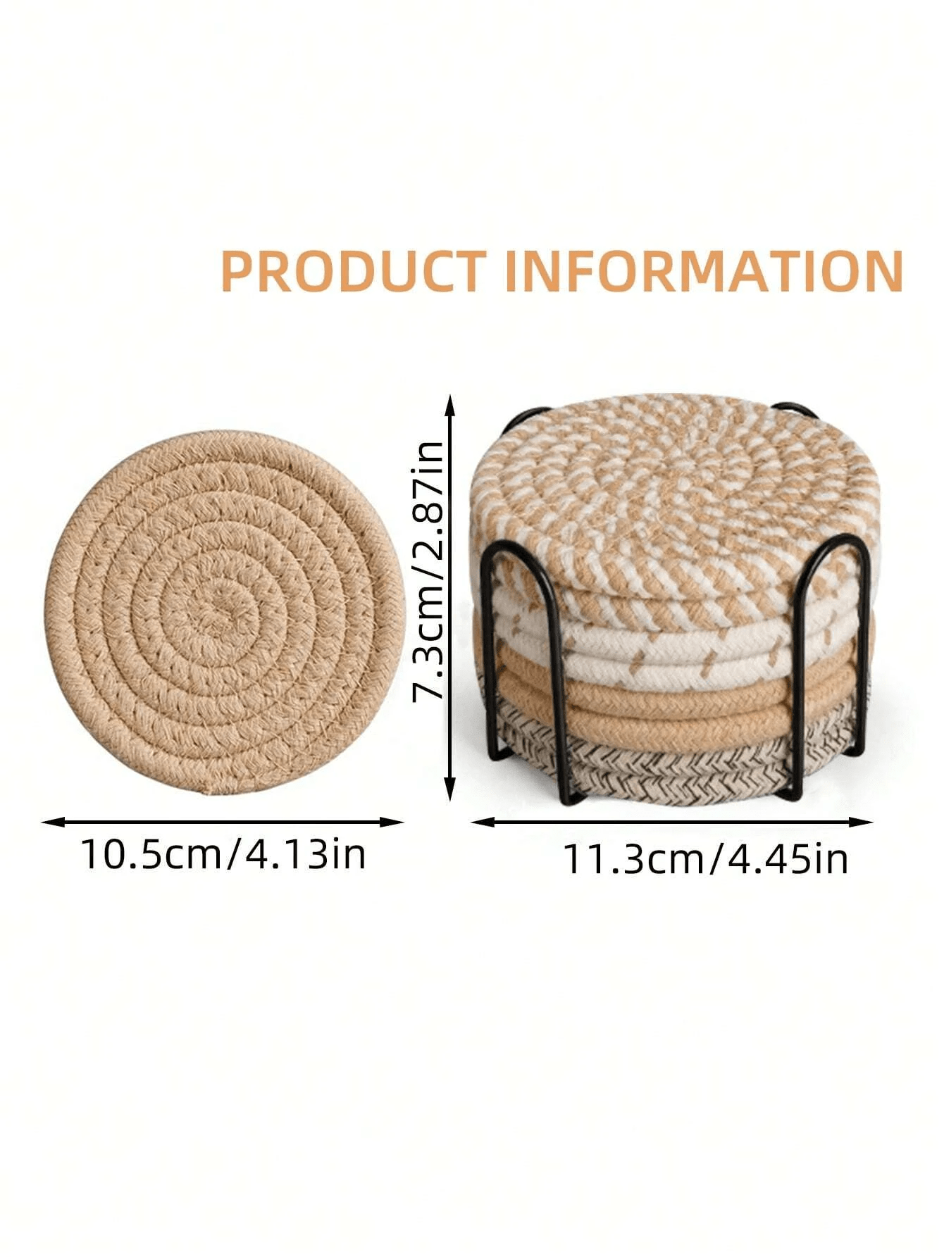 8 Pcs Drink Coasters With Holder, Minimalist Table Woven Coasters ...