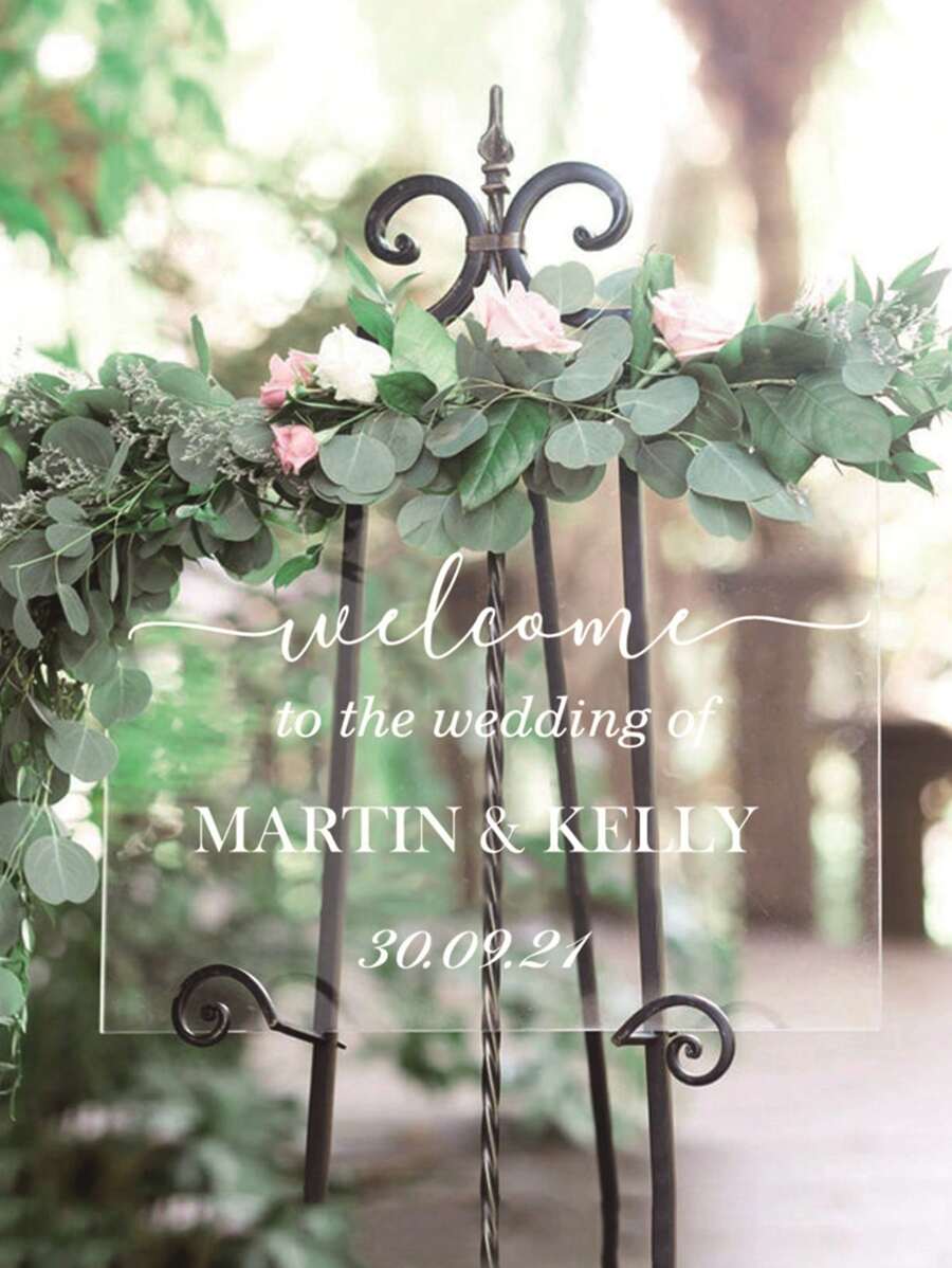 1PC,Custom Vinyl Sticker Black Or White Wedding Welcome Sign Stickers ...