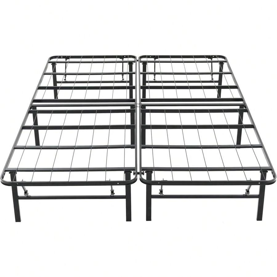 Folding Metal Bed Frame, 14 Inch Platform Mattress Foundation, Full ...