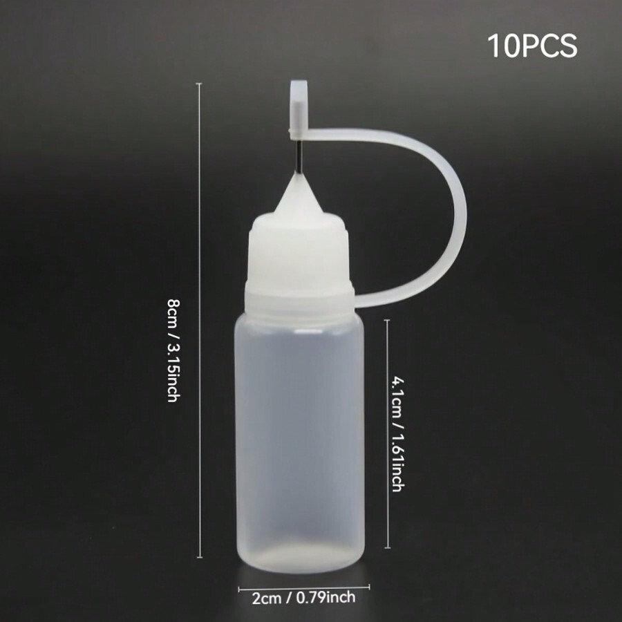 10 Precision Tip Liquid Bottles, 0.34 Oz Needle Tip Glue Bottles With 6 Random Colors For DIY ...