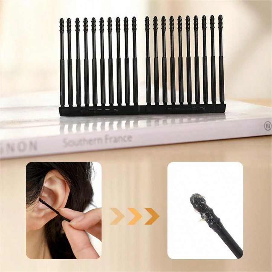 Self-Adhesive Disposable Ear Pick Spiral Ear Cleaning Stick, Black ...