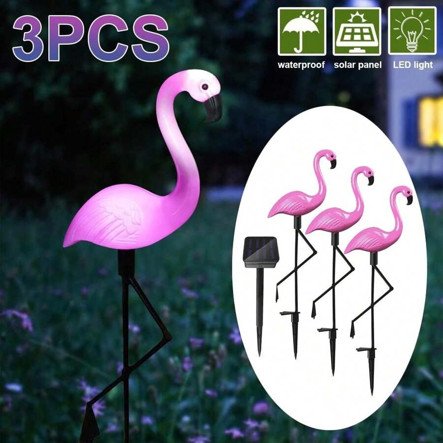 Flamingo Solar Lights 3 In 1 Outdoor Flamingo Yard Waterproof Flamingo ...