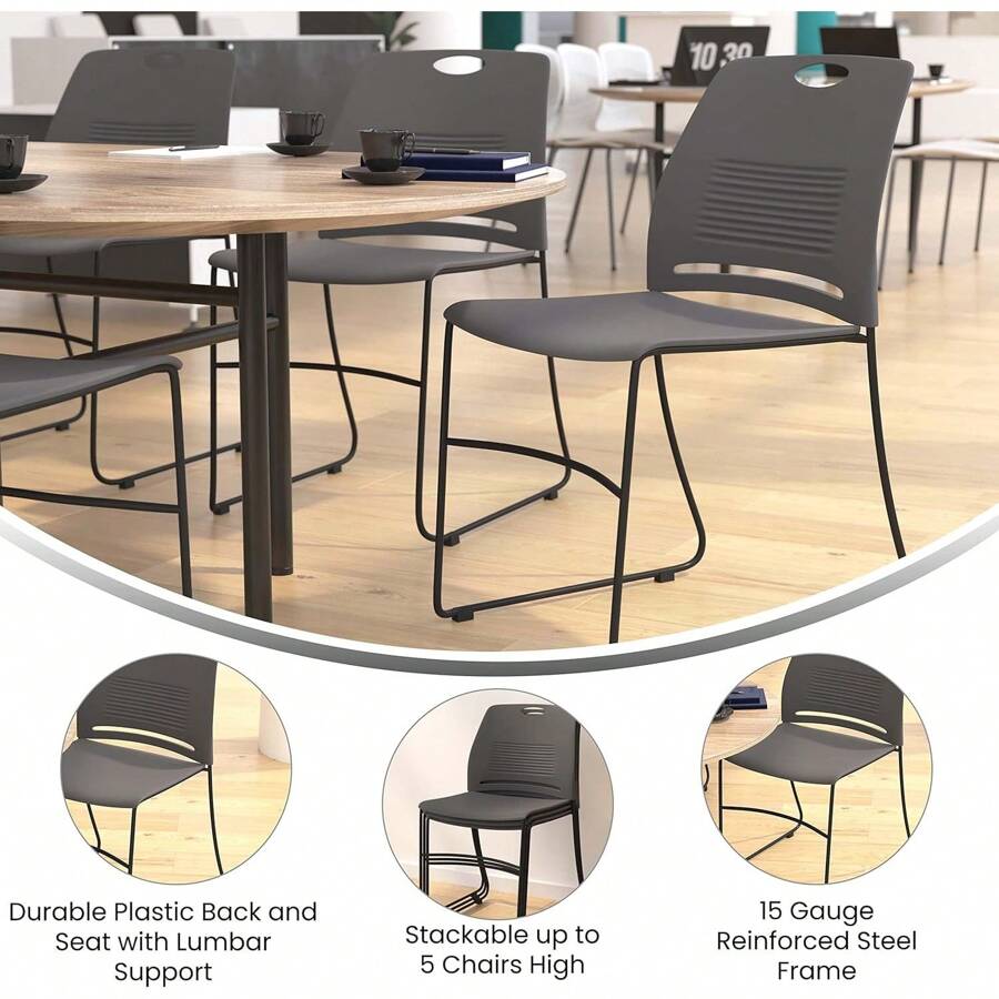 Series Commercial Stack Chair - 660 Lb. Capacity - Durable Gray ...