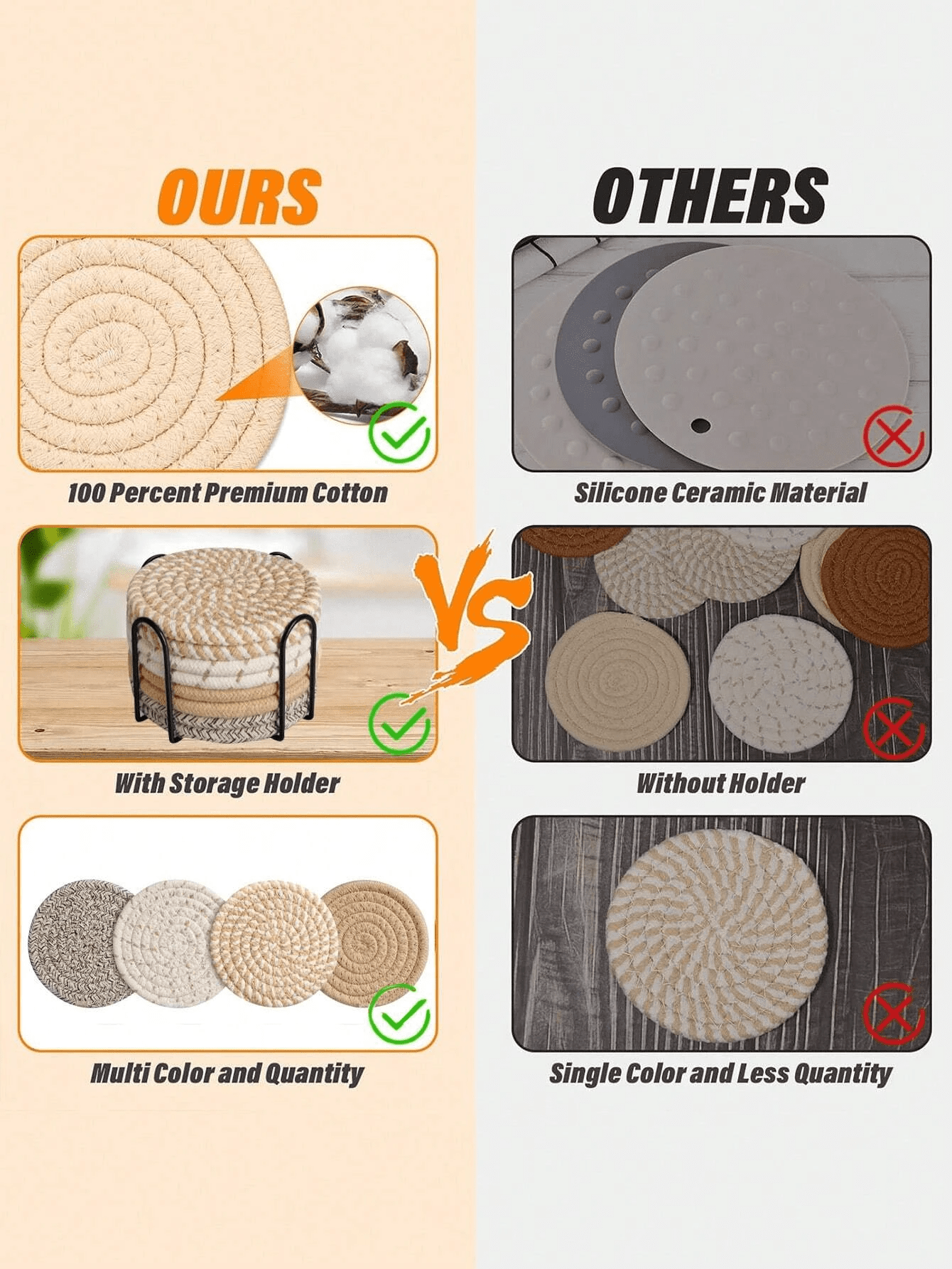 8 Pcs Drink Coasters With Holder, Minimalist Table Woven Coasters ...