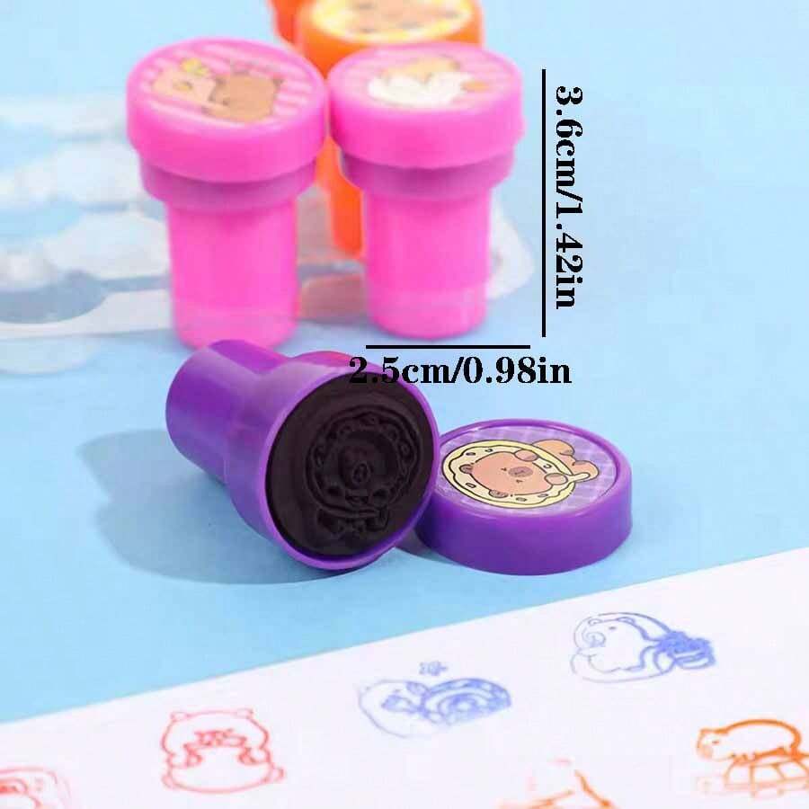 6 Piece Set Of Cute Capybara Themed Capibala Self Printed Stamp Toys ...