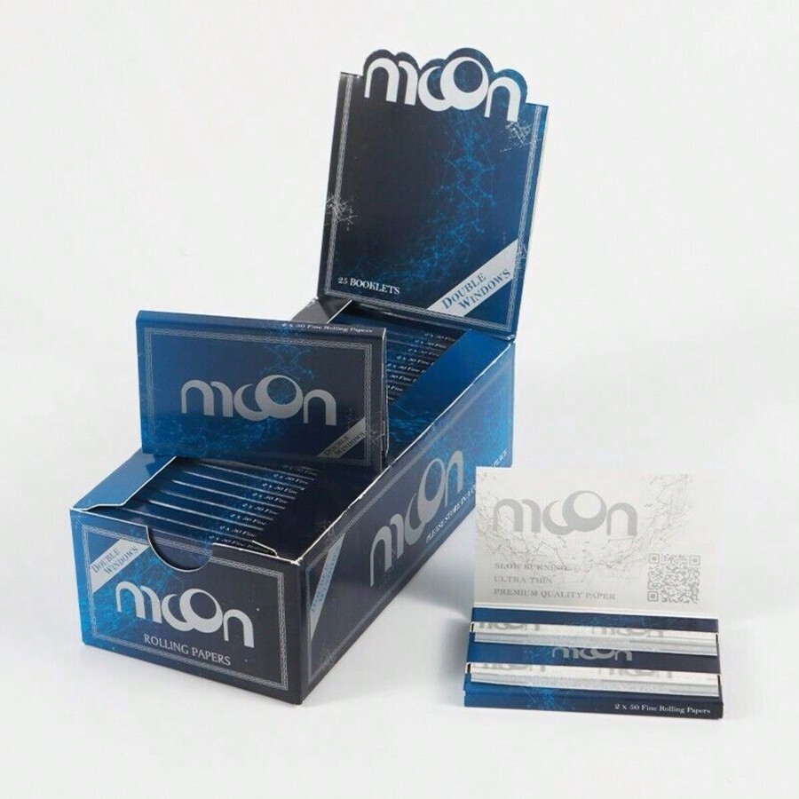Double Window MOON 25 Booklet Rolling Papers, 50+50 Leaves, Regular ...