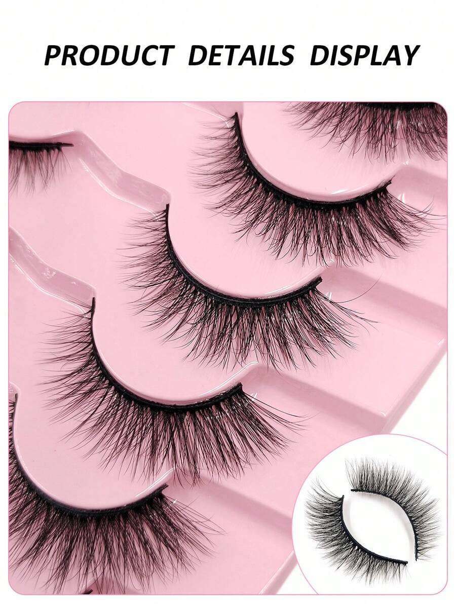 7 Pairs Natural Look False Eyelashes Winged End Eye Elongated Eyelashes ...