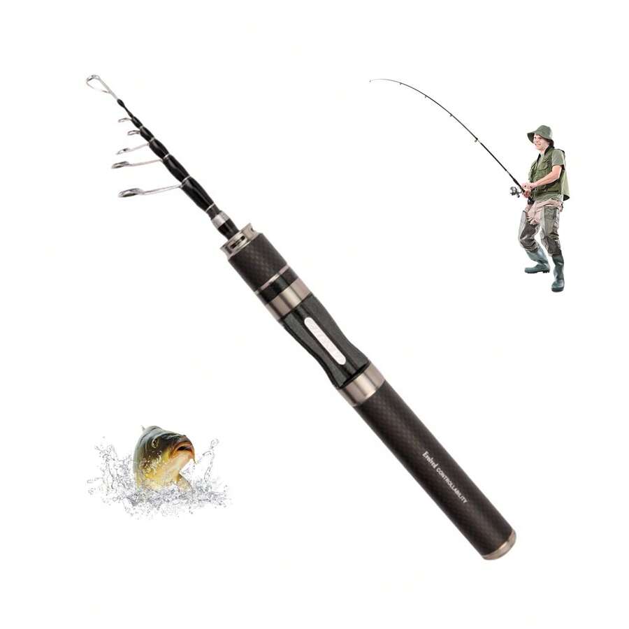 Carbon Short-Sectioned Fishing Rod 1.5m Portable Carbon Fiber Fishing ...