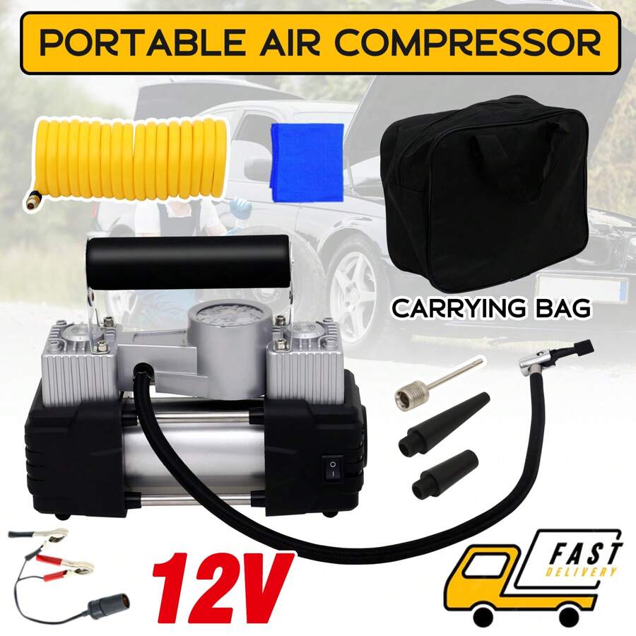 Heavy Duty Portable Air Compressor Car Tire Inflator Electric Pump Auto ...