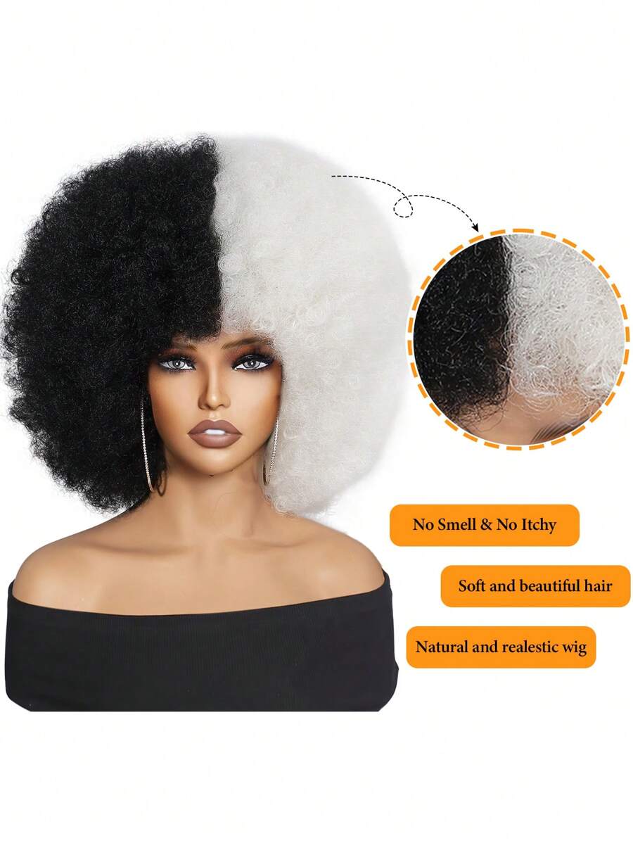 Perruque afro des années 70 avec frange, perruques afro bouclées ...