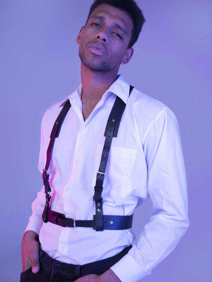 1pc Men's Bound Shaping Shirt, Sexy Shoulder Straps Men's Clothing ...