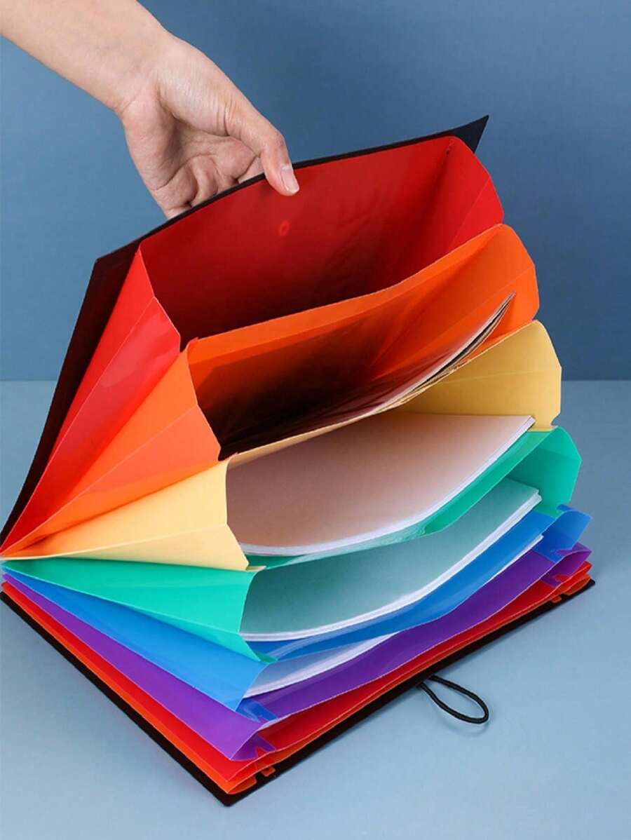 1pc Expanding File Folder, Portable Accordion Plastic Filing Box, A4 ...