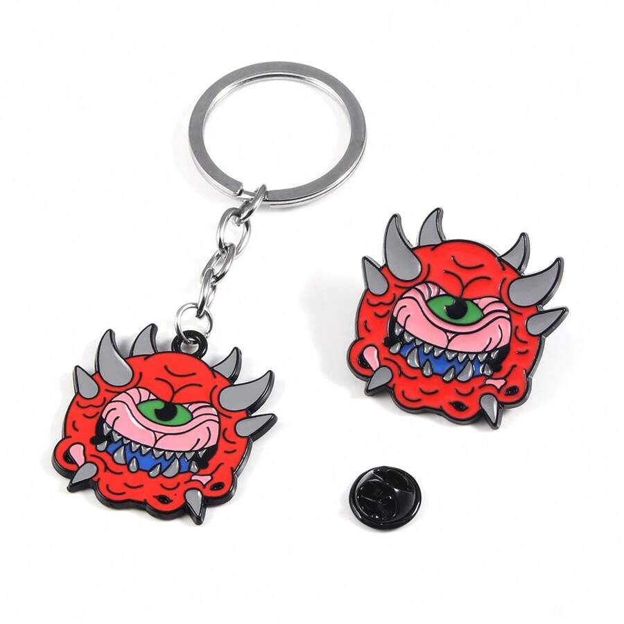 A Giant Brain Demon Keychain Doomsday Theorist Brooch Cute Red Monster ...