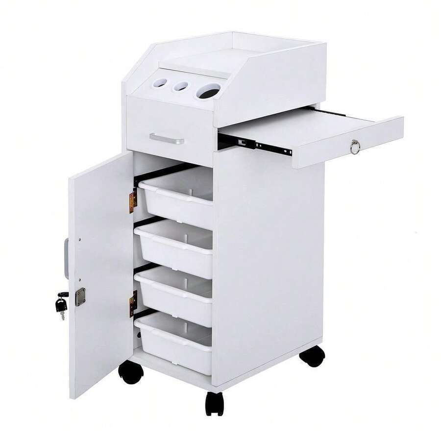 Beauty Salon Trolley Storage Cart With Lockable Rolling Wheels, Drawers ...