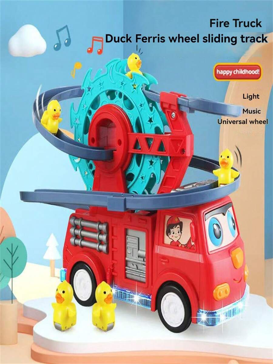 Children's Electric Firefighter Track Car With Lights, Music, Duck ...