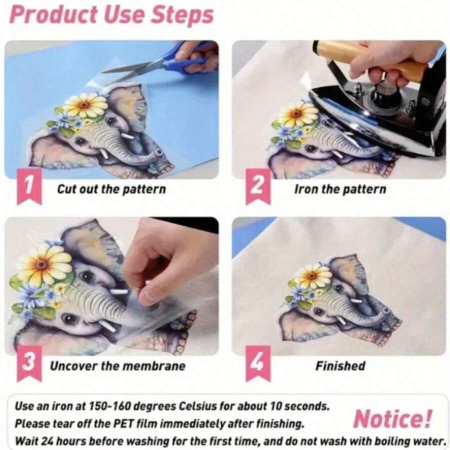 1/2/3pcs DIY Hot Stamping DTF Transfer Stickers With Bright Flowers And ...