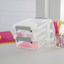 Sterilite 2.7 Qt. Modular Latch Box Plastic, Titanium, Small Storage ...