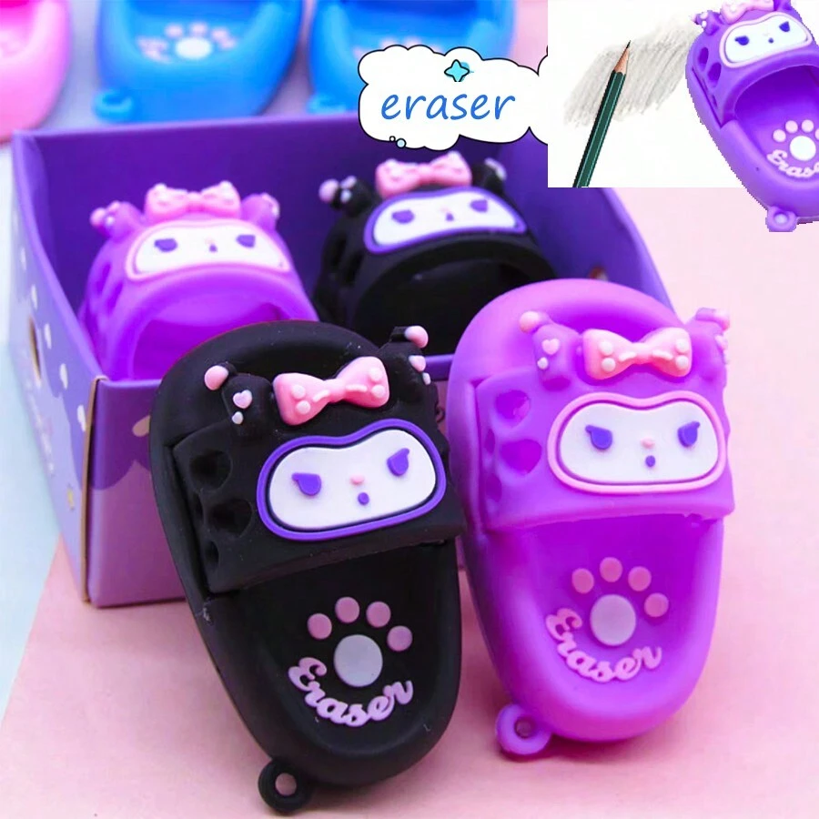 Kuromi Slippers Erasers For Student, Cute Desk Prizes Treasure Box Toys ...