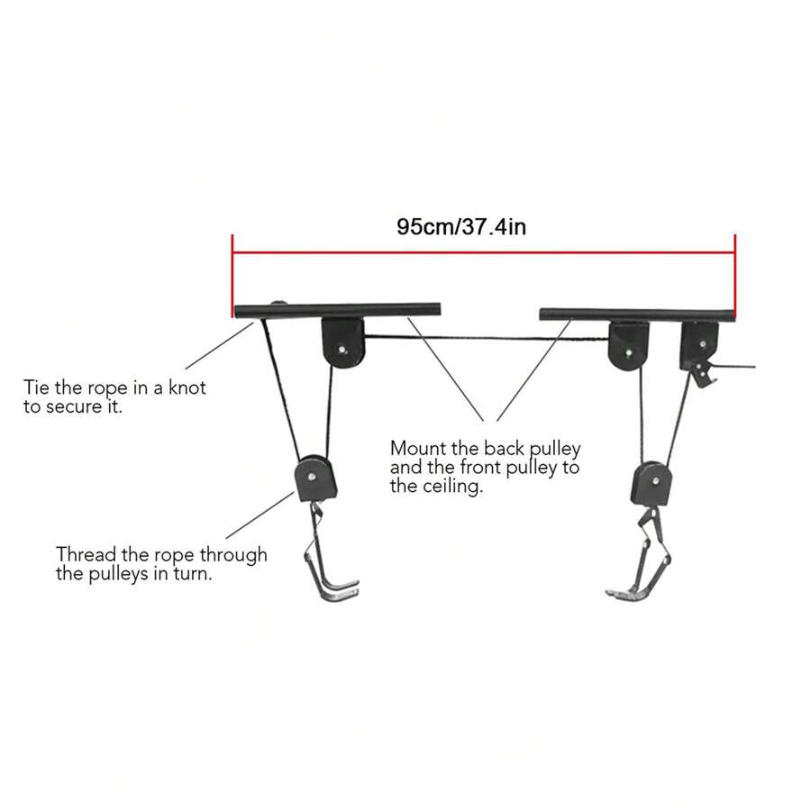Bicycle Hoist Garage Storage Bike Lift Pulley System With 60kg Bearing ...
