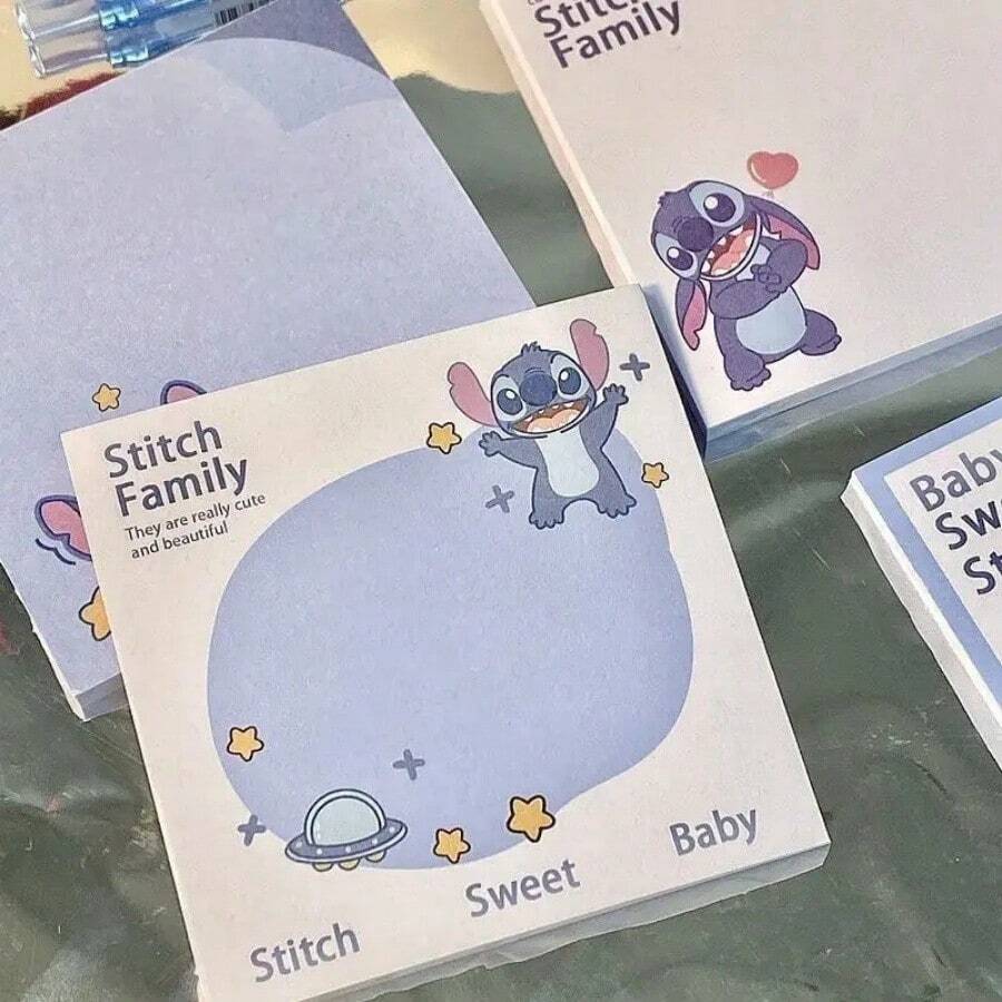 Disney 4 Packs Stitch Themed Sticky Note Pads, Cartoon Adhesive Memo ...