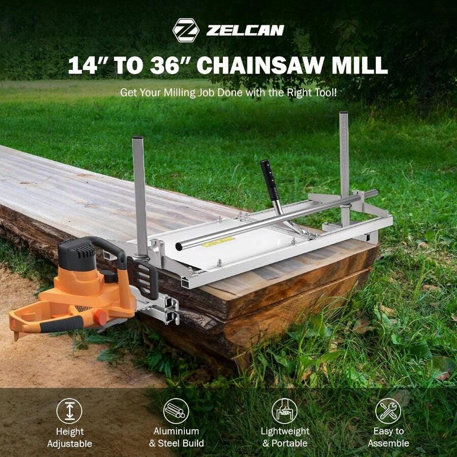 ZELCAN Portable Planking Mill 36cm To 91cm Chainsaw Mill Wood Lumber Cutting Sawmill With Guide ...
