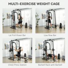 SPORTNOW 3 In 1 Smith Machine, Multi-Functional Power Cage With Dual ...