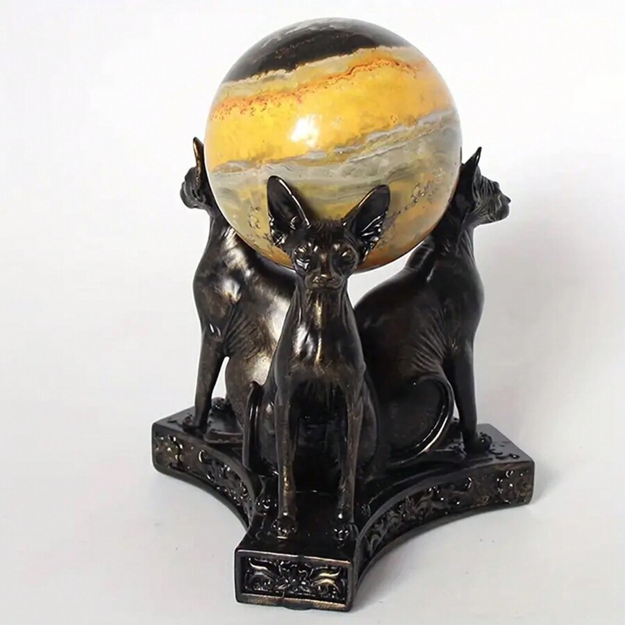 Wolf Crystal Ball Base Table Statue Figurine Resin Sphere Stand 3 ...