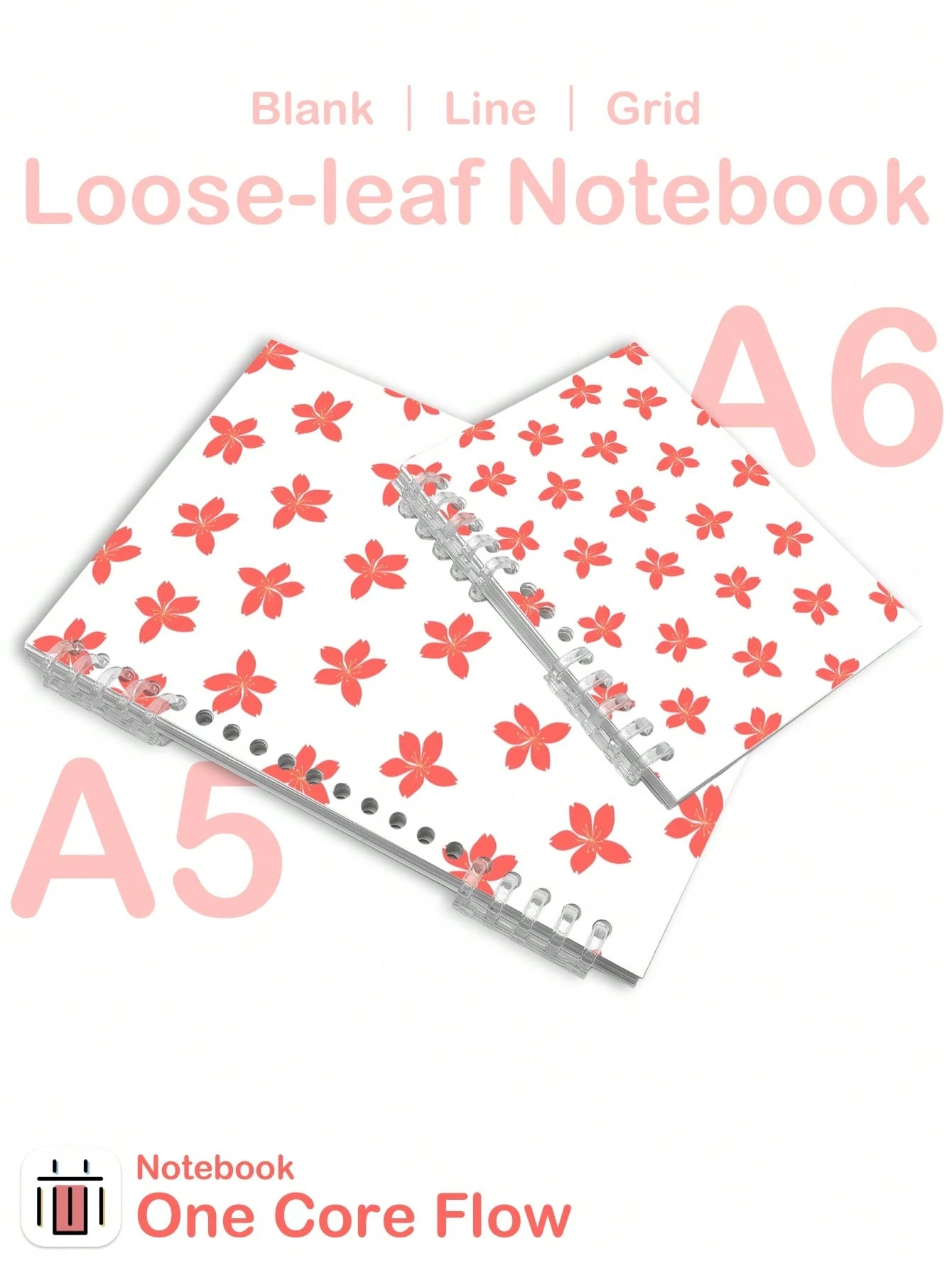 1pc Pink Sakura Blossom Flat Lay Notebook, White Cover, Detachable ...