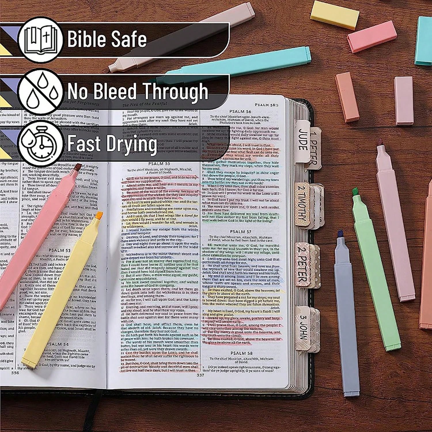 Bible Journaling Kit, 8 Pastel Bible Highlighters With 90 Laminated ...