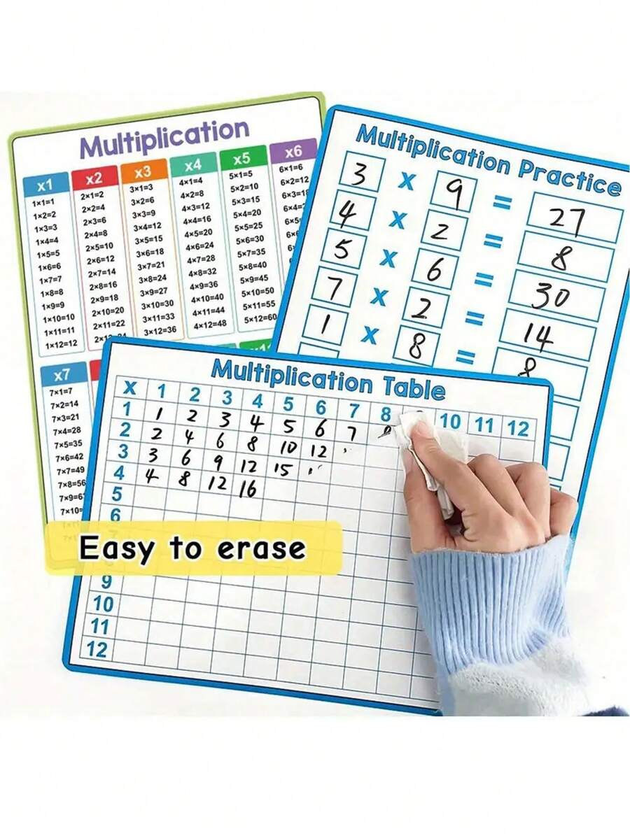 3 Pcs Multiplication Table Poster + 2 Pcs Pens, Children's Math ...