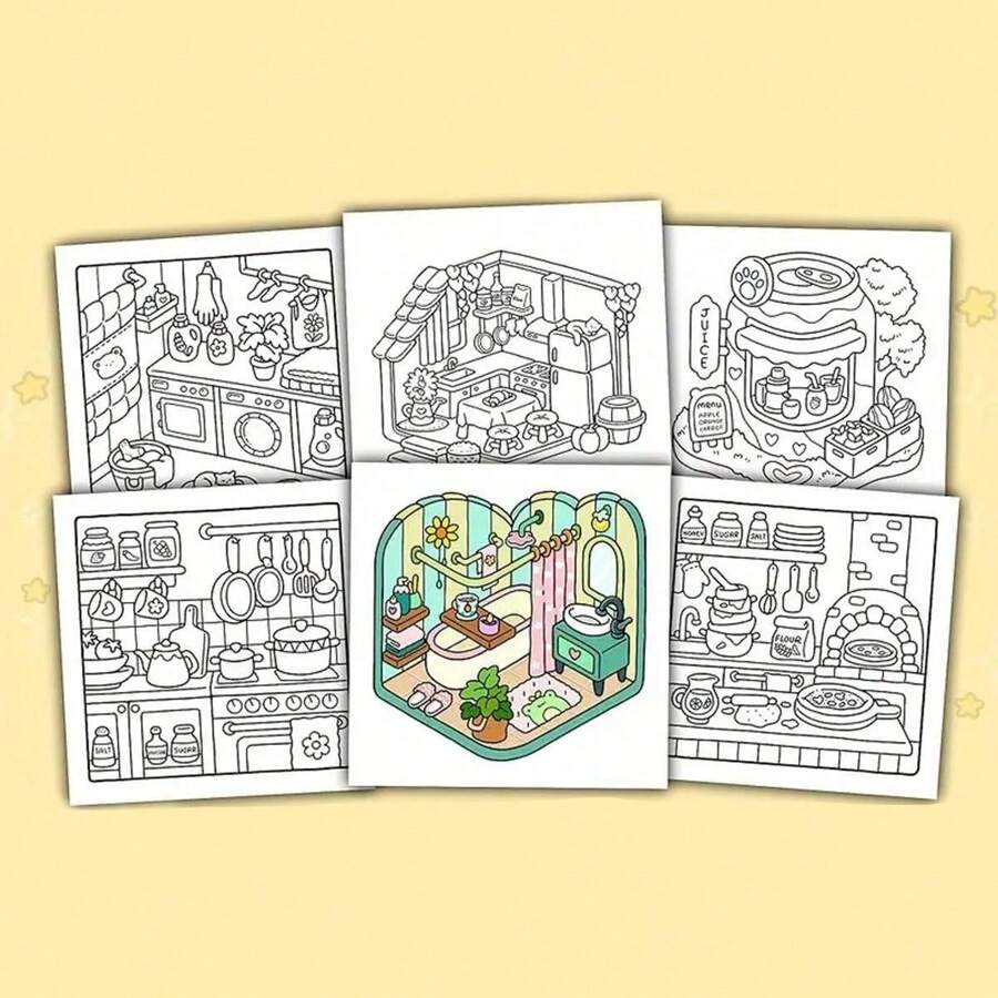 كتاب تلوين للكبار والمراهقين ،تصاميم جميلة جدًا لبيئات منزلية مريحة