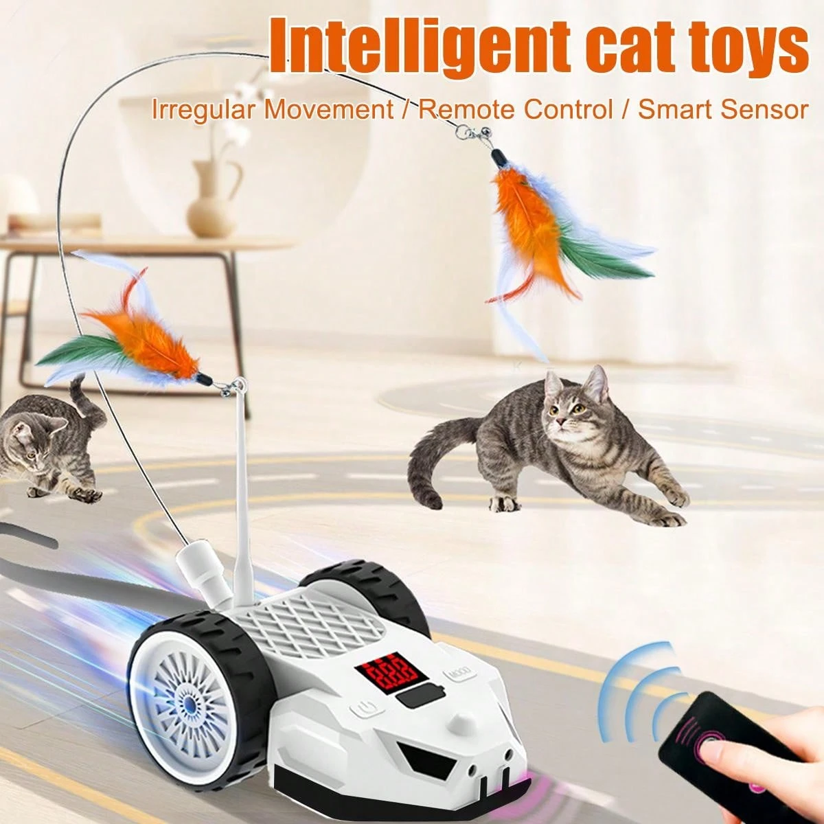 New Electric Raccar Automatic Cat Toy, Wireless Remote Control Rotating ...