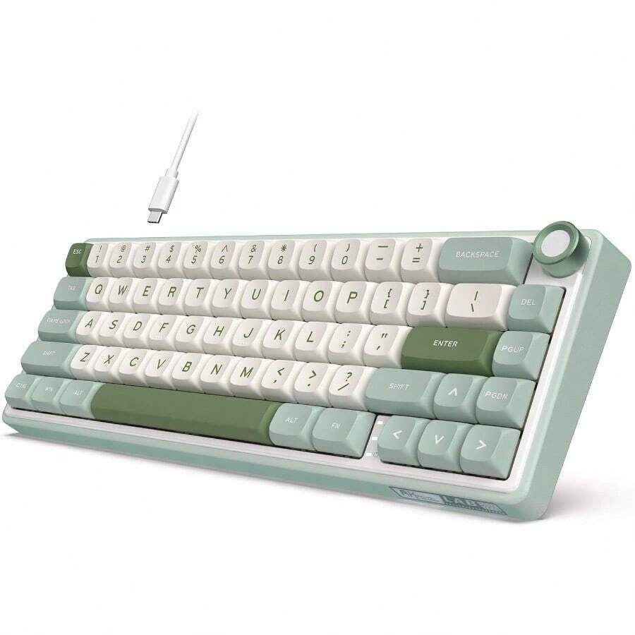 RK ROYAL KLUDGE R65 Wired Mechanical Keyboard With Knob 60% Percent QMK ...