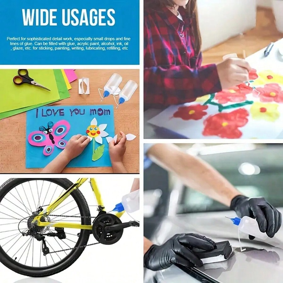 Precision Tip Liquid Bottles, 0.34 Oz Needle Tip Glue Bottles With 6 ...