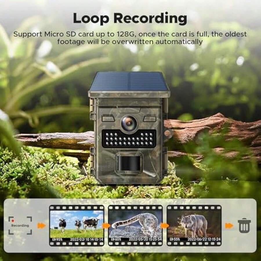 VOOPEAK Solar Powered Wildlife Camera 4K 48MP Rechargeable Trail Camera ...