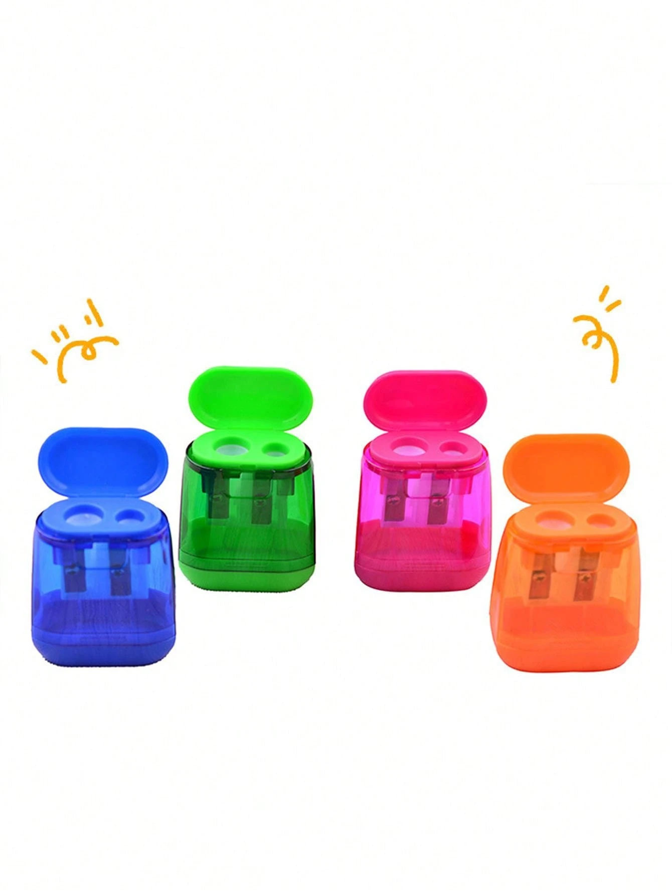 1pc Pencil Sharpener, Double Hole Compact Color Hand Held Pencil ...