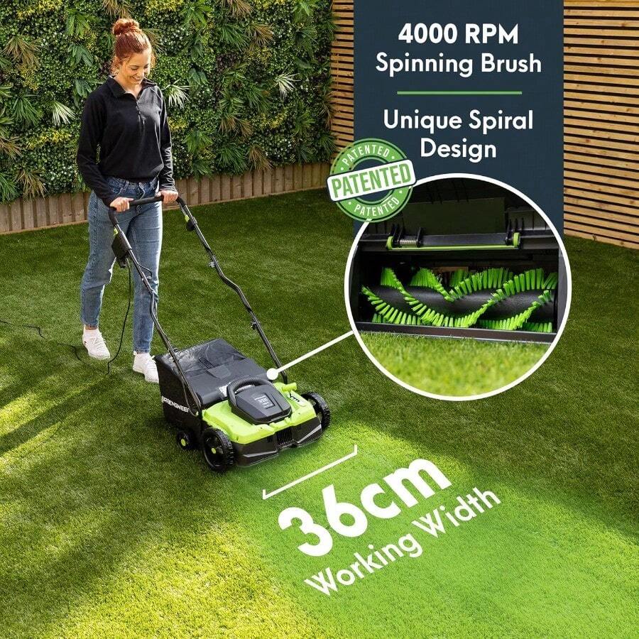 GreenSweep V1 - Artificial Grass Electric Sweeper Rake Vacuum 40L ...
