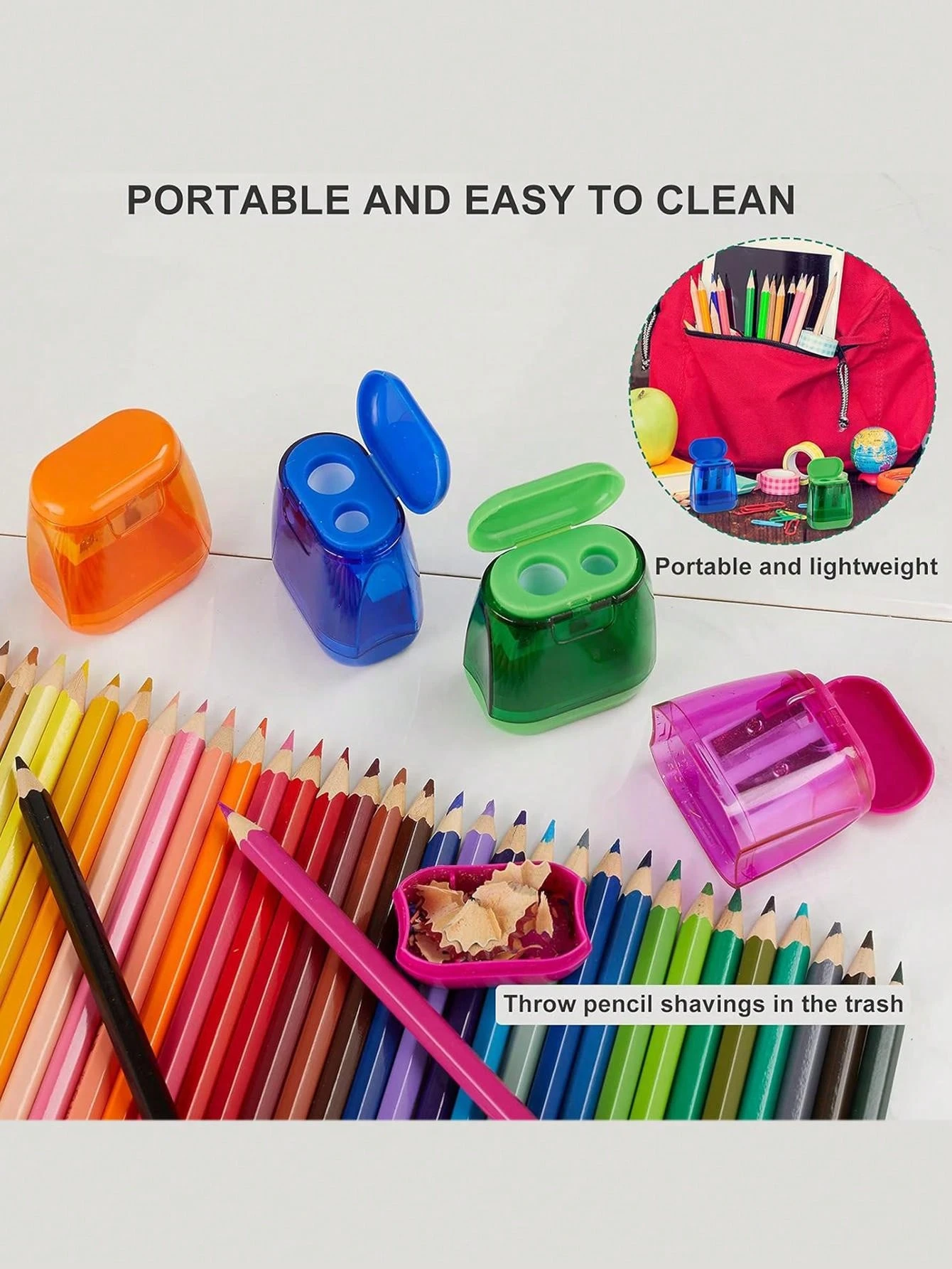 1pc Pencil Sharpener, Double Hole Compact Color Hand Held Pencil ...