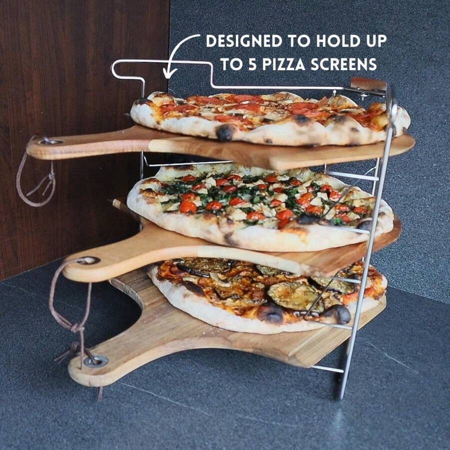 Folding Pizza Rack With Five 14 Inch Pizza Screens, Compact And ...