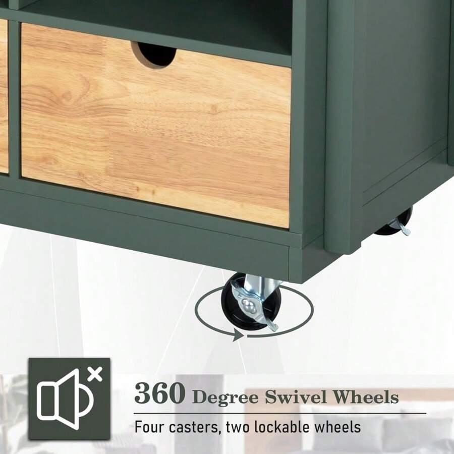 PHI VILLA Kitchen Island Cart On Wheels - Rolling Kitchen Table With ...