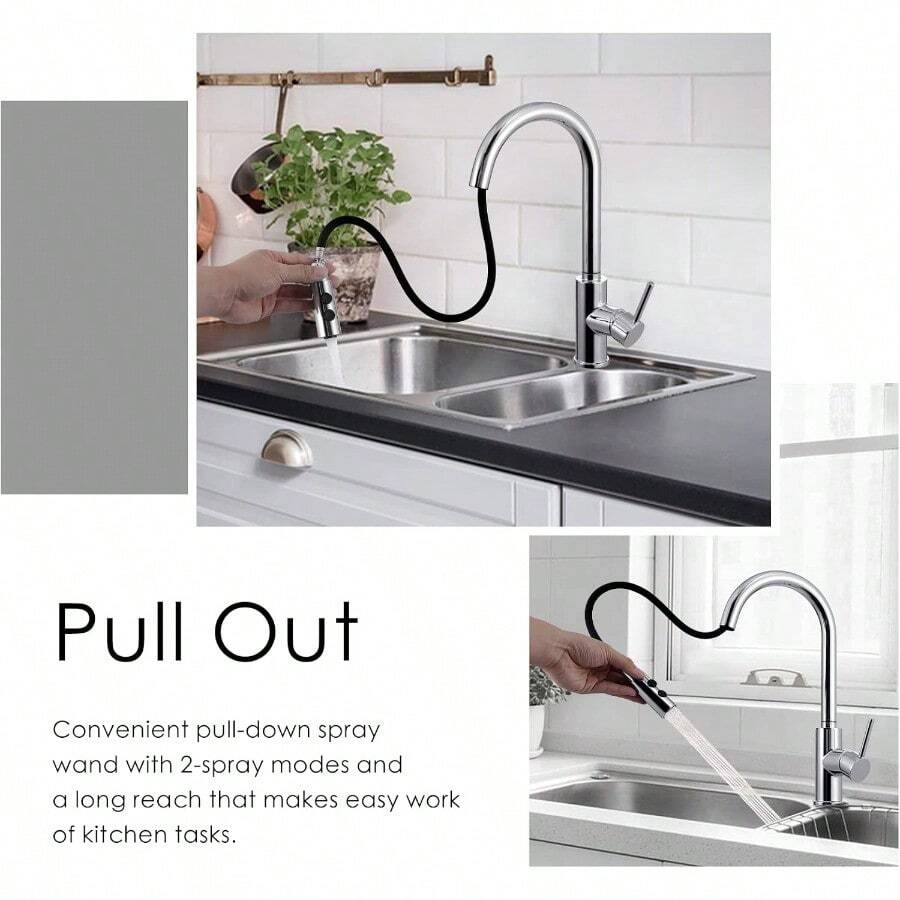 Peppermint Come Taps With Pull Out Spray Single Lever Mixer Taps 1 Hole ...