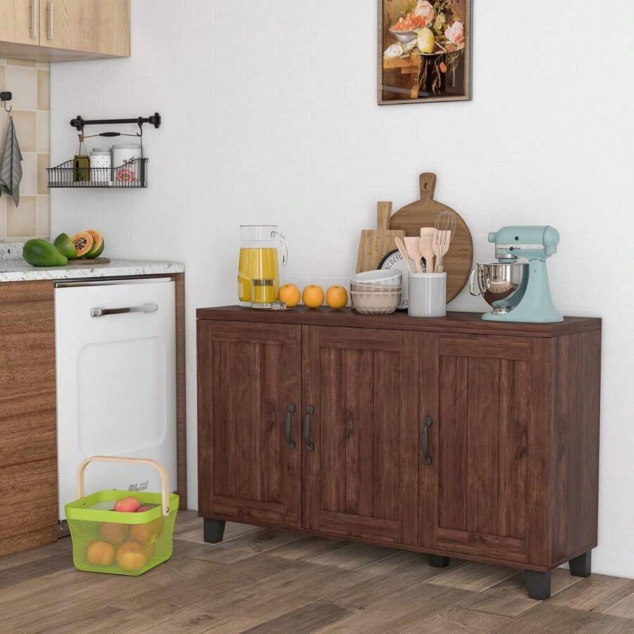 Buffet Cabinet Kitchen Storage Cupboard 3 Door Sideboard With ...