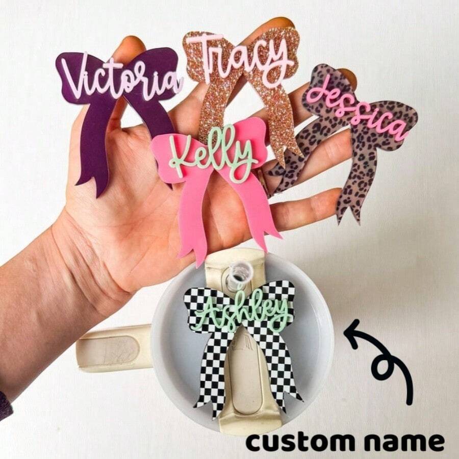 Bow Lid Tag | Bow Tag | Bow Name Plate Tag | Acrylic Personalized Name ...