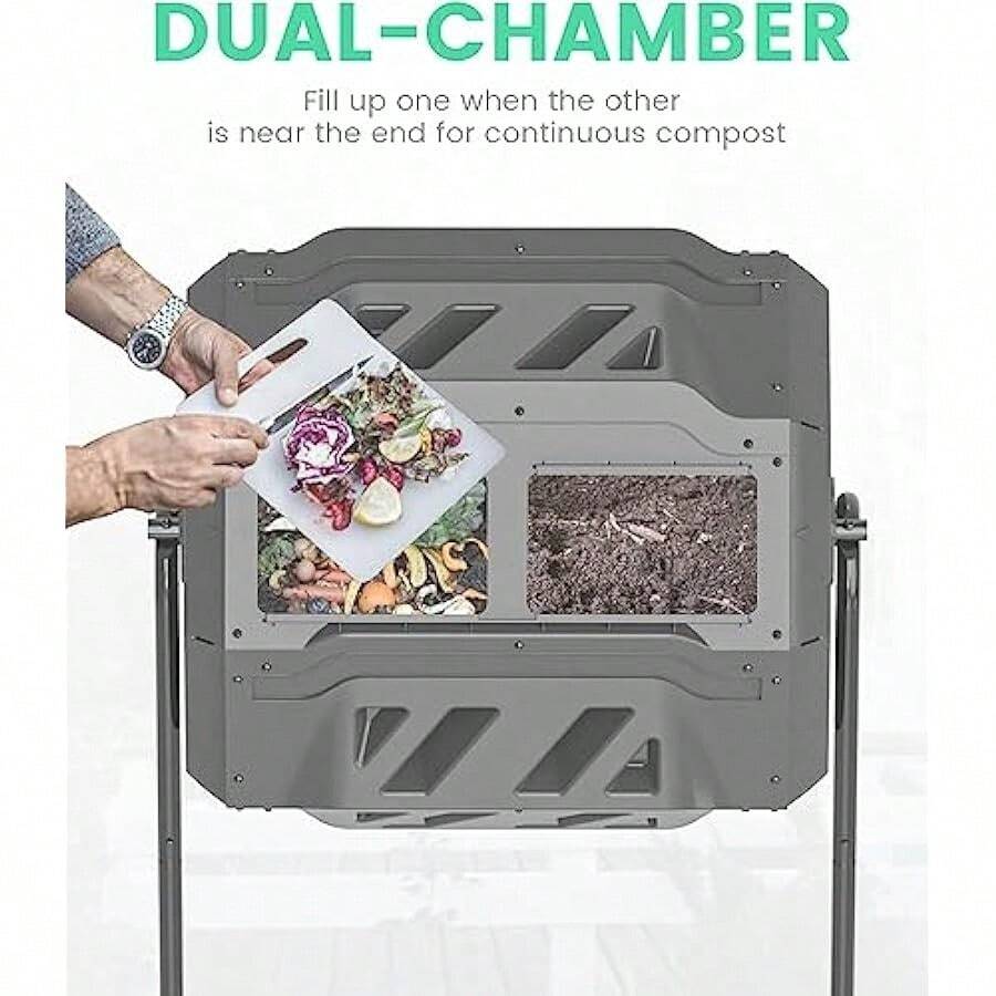 SQUEEZE Master 160L Dual Chamber Compost Tumbler Bin Capacity Rotatable ...